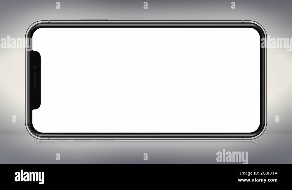 Horizontal Modern Smartphone, Full Screen Face ID Display, Facial ...