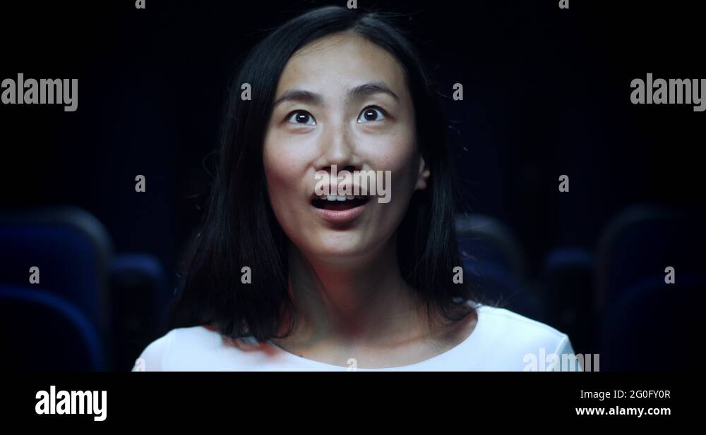 Close Up Slow Motion Reaction Shot Of A Asian Girl Reacting In Awe