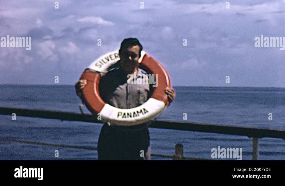 1940s Man Wears Life Preserver CRUISE SHIP Luxury Liner Vintage Film ...
