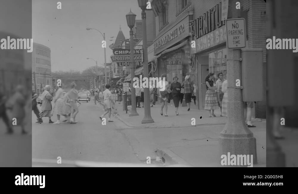 1960s People on Main Street Downtown Beverly Chicago Vintage Old Film ...