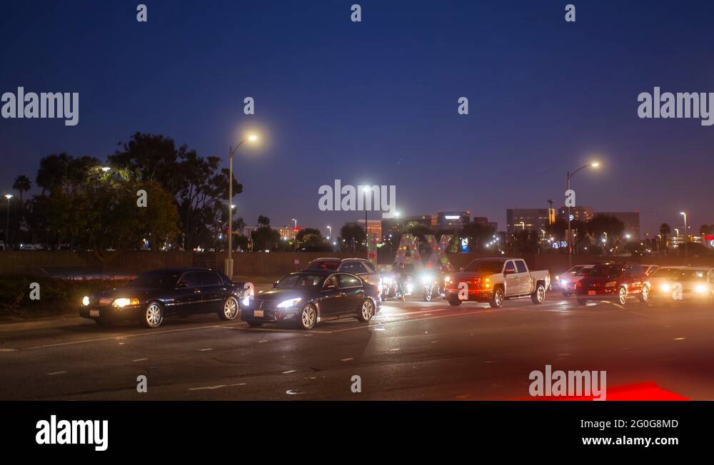 Motion time lapse at LAX airport in Los Angeles with street traffic in ...