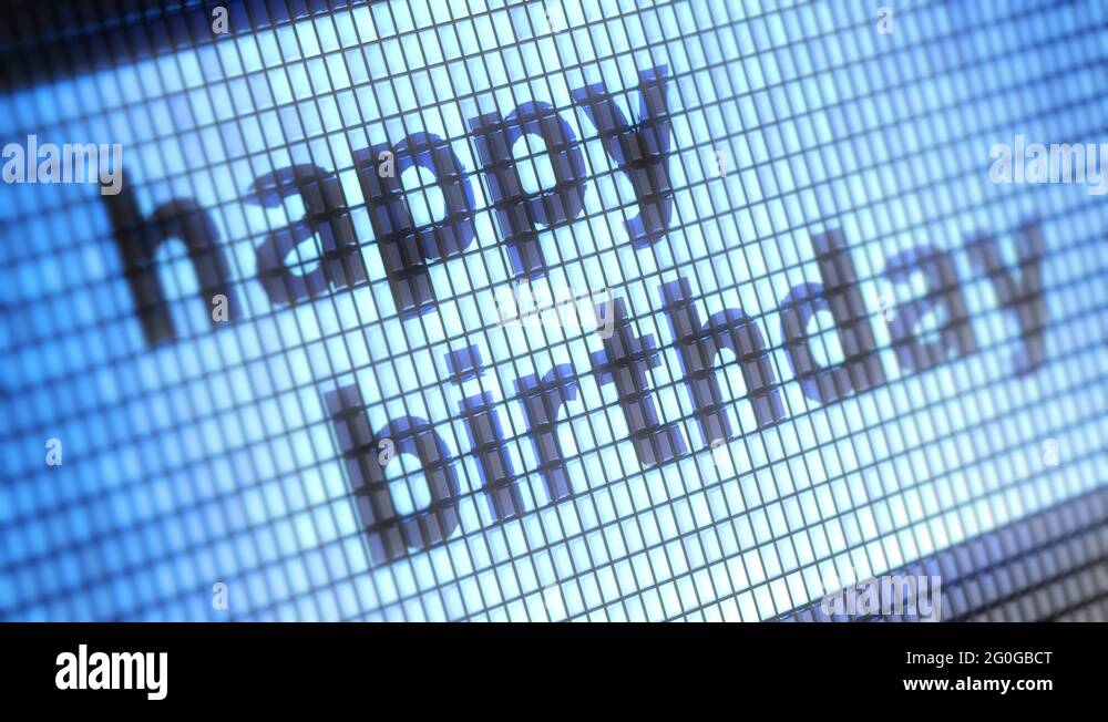 "happy birthday" on the Screen. 4K Resolution. Encoder Prores 4444 ...