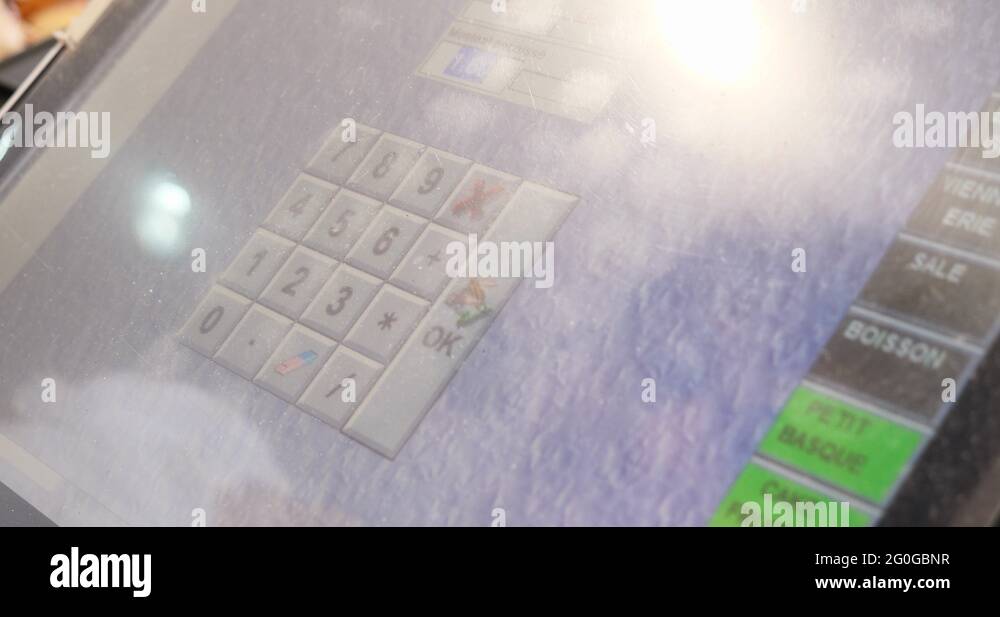 Cashier touchscreen touch screen cash register Stock Videos & Footage ...