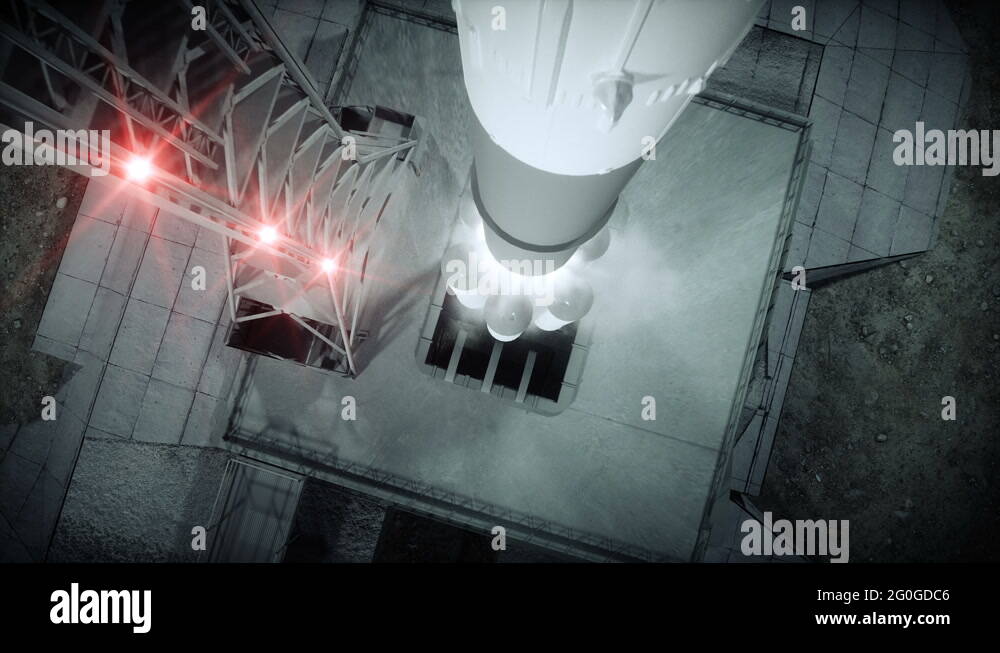 Rocket before the start animation. Space launch system. Realistic 4k ...