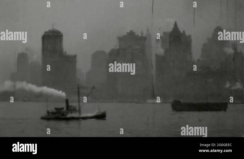 1920s TUG Steam BOATS NEW YORK CITY Waterfront Skyline Vintage Film ...