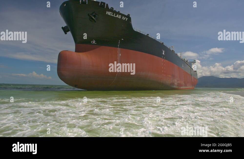 Camera Shows Tanker Aground at Hurricane on Sand Bank Stock Video ...