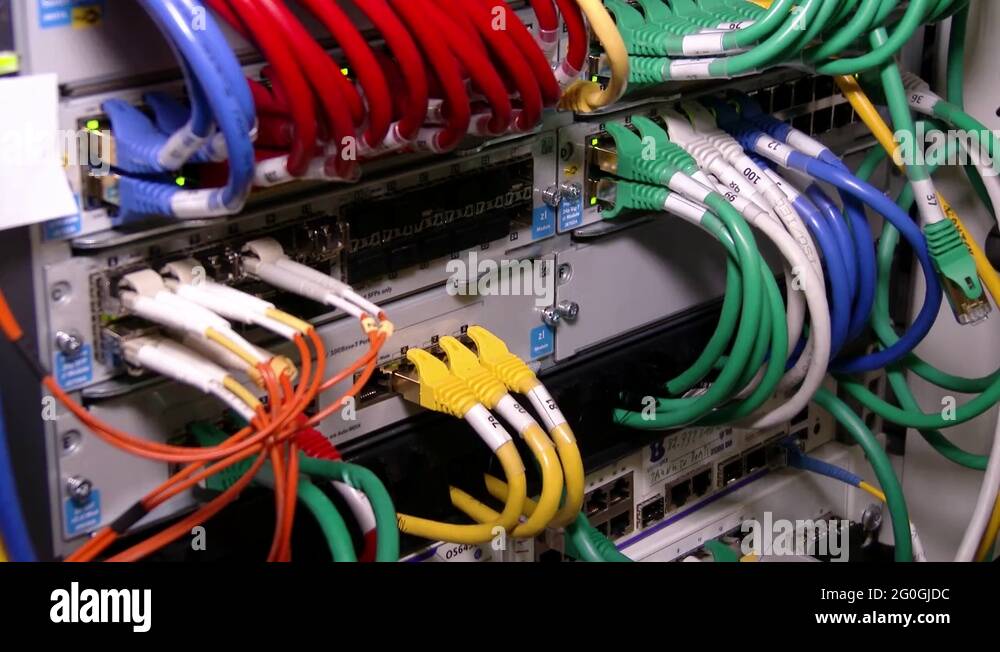 Cyber. Cable server connection with lights. 4K Stock Video Footage - Alamy