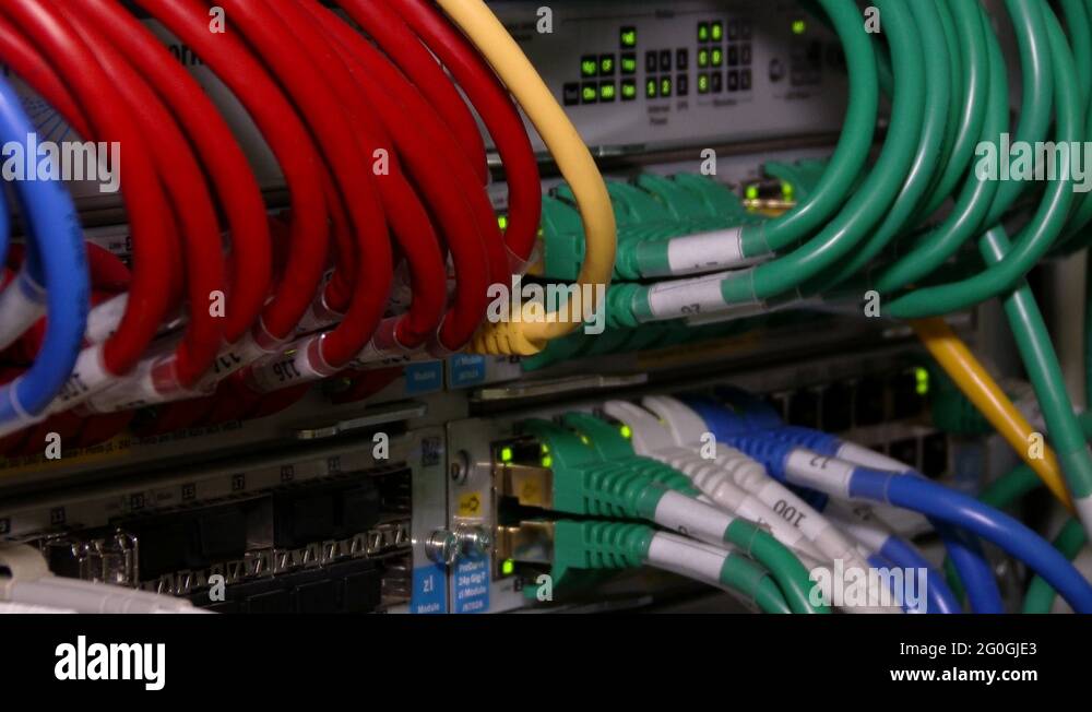 Cyber. Cable server connection with lights. 4K Stock Video Footage - Alamy