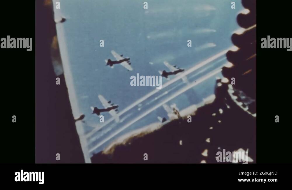 WW2 - B-17 aircrafts Flying Fortress fly in formation Stock Video ...