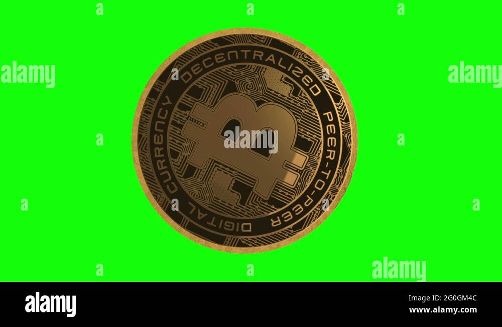 3D Bitcoin Spinning with Green Screen background Animation Seamless ...