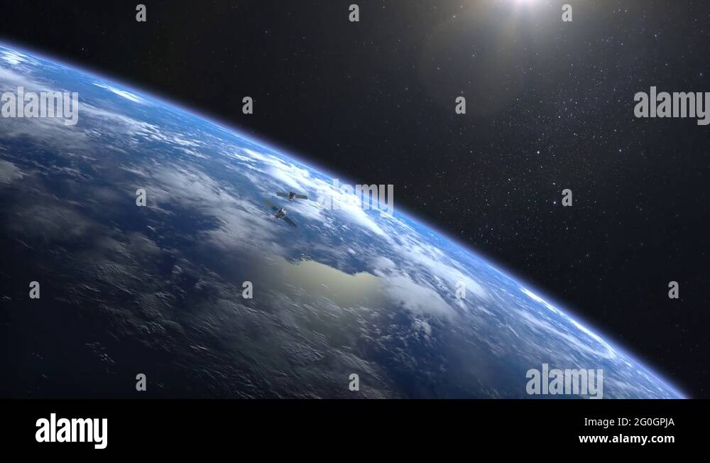Two satellites scan and monitor the Earth. The satellites is flying ...