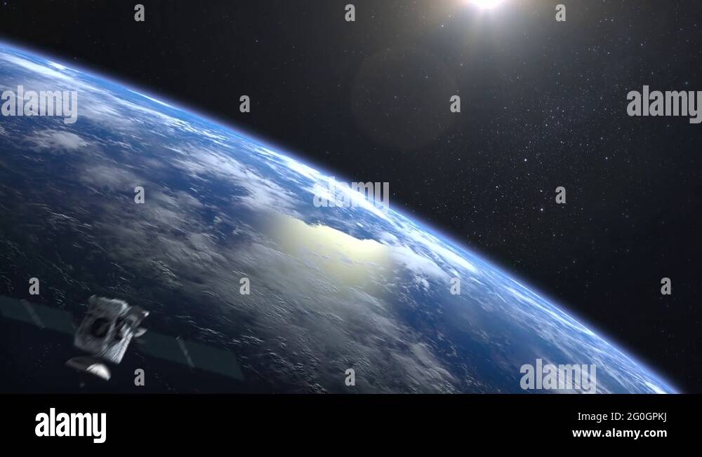 Two satellites scan and monitor the Earth. Satellites appear in the ...