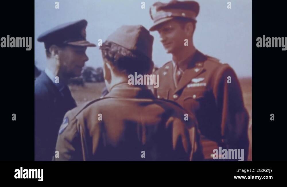 WW2 - King George VI. inspect troops at airbase Stock Video Footage - Alamy