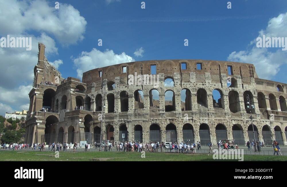 Tourist people visit Great Colosseum forum in Rome iconic ancient ...