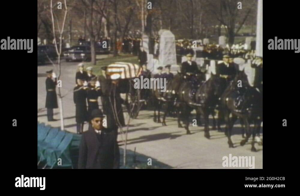 1960s: Soldiers and horses lead military funeral procession through ...