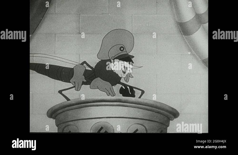 1940s: Animation of mosquito with Hitler's face talks on podium, takes ...