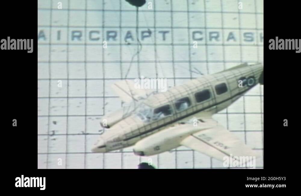 1980s: An airplane undergoes a crash test. Dummies absorb the impact ...