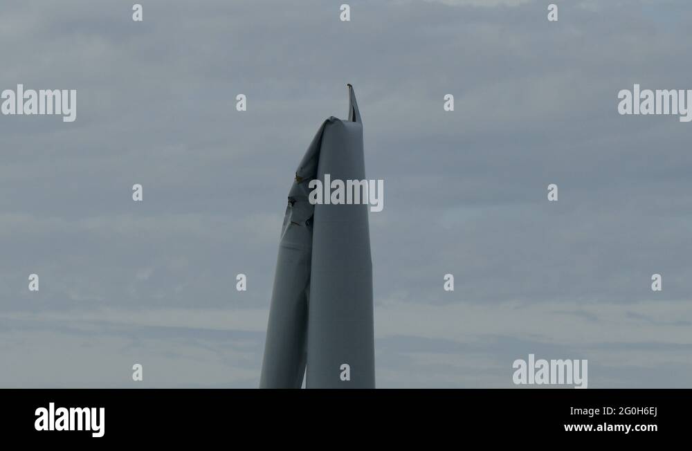 Wind energy farm turbine destroyed and collapsed from structural ...