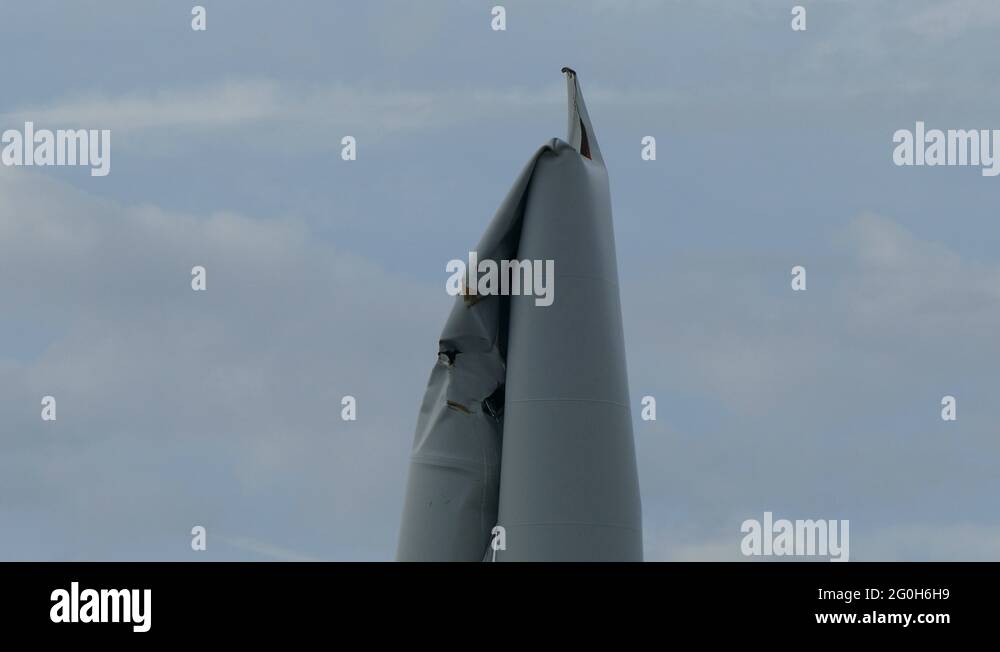 Wind energy farm turbine destroyed and collapsed from structural ...