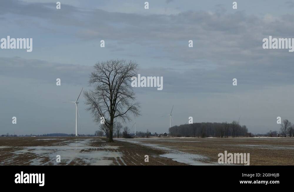 Wind energy farm turbine destroyed and collapsed from structural ...