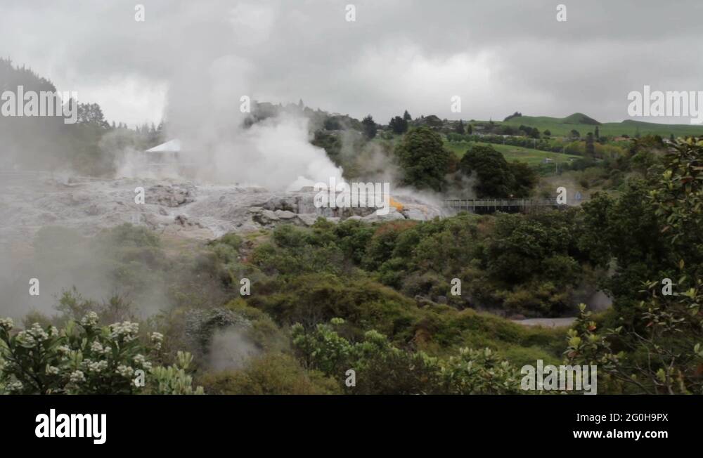 Geothermal Steam Flows from Hot Springs and Thermal Vents Stock Video ...