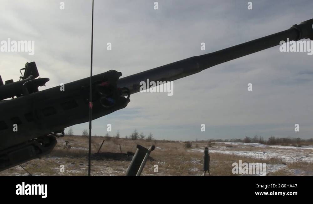 155mm Artillery Howitzer and its rounds prepped at Yausubetsu Maneuver ...