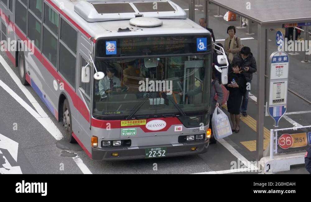 People Entering a Bus at a Bus Stop in Tokyo Japan Asia Stock Video ...