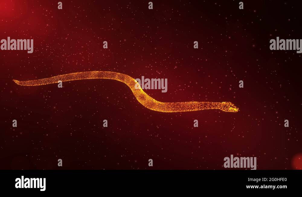 Anaconda, animated snake, abstract animal crawling through particles ...