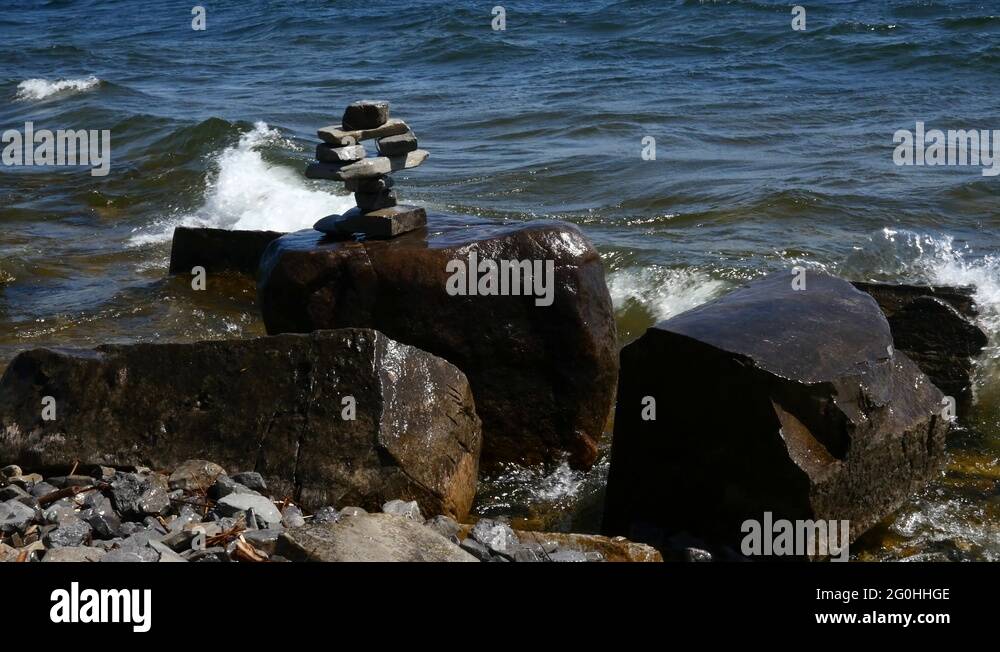 Traditional inuit landmark inukshuk Stock Videos & Footage - HD and 4K ...
