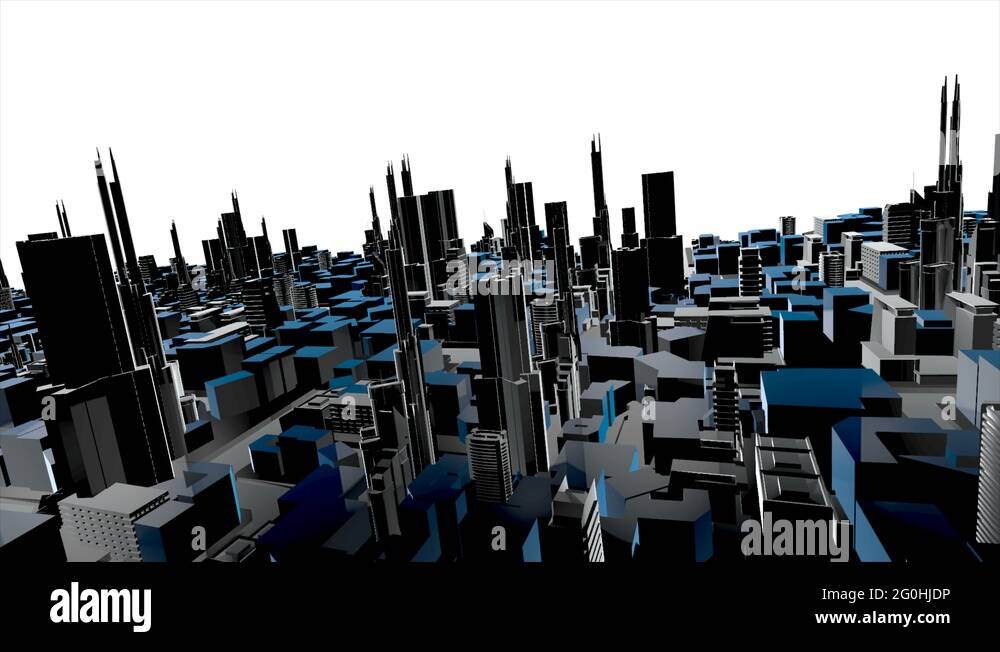 3D animation city building and modern architecture construction of ...