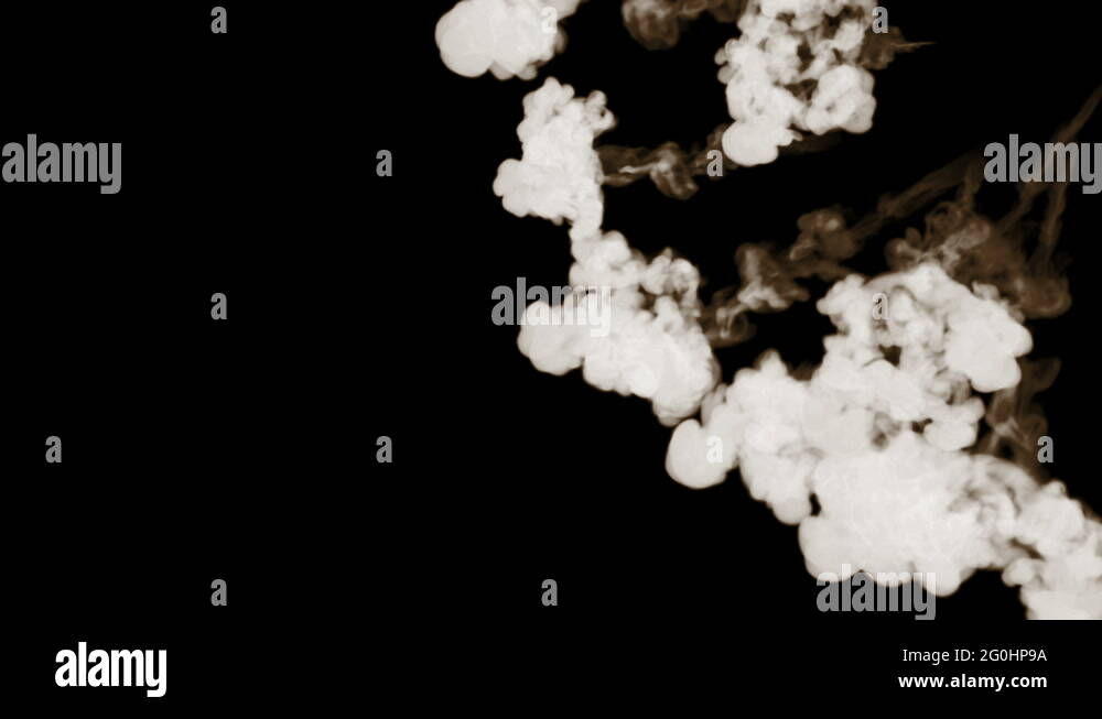 Smoke streams in slow motion isolated on black background with backlit ...