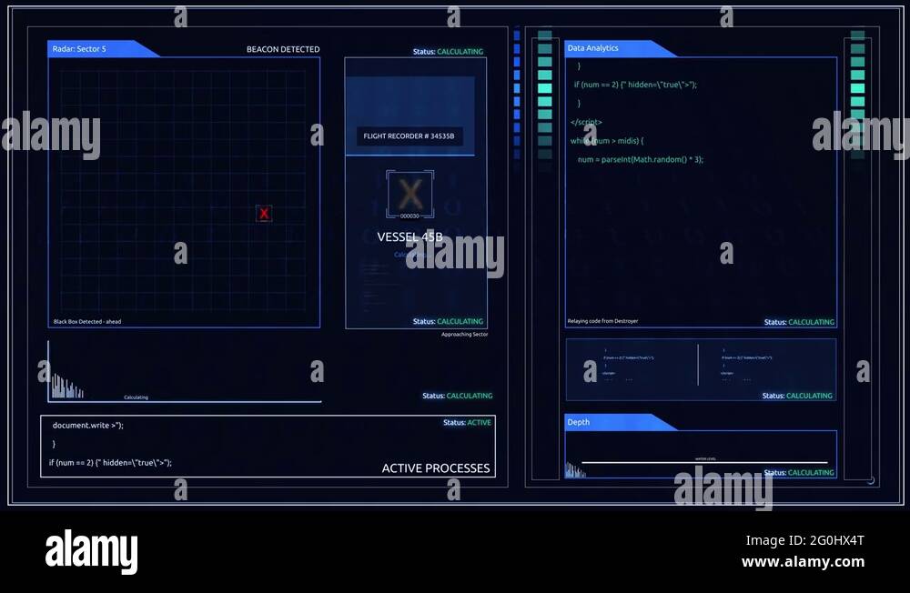 Futuristic Digital Flight Recorder Black Box computer screen or ...