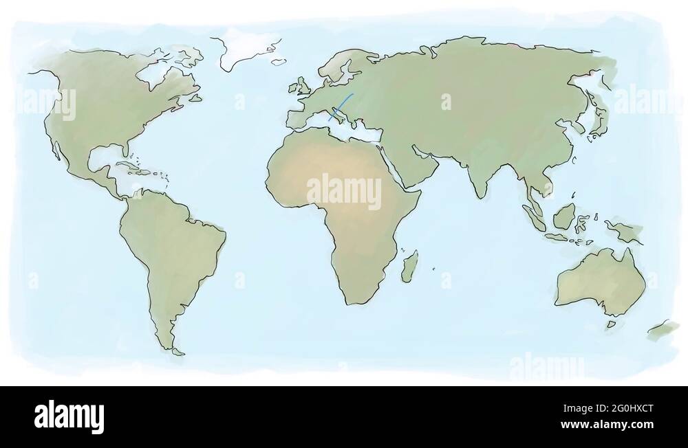 Whiteboard animation graphic of the world map Stock Video Footage - Alamy