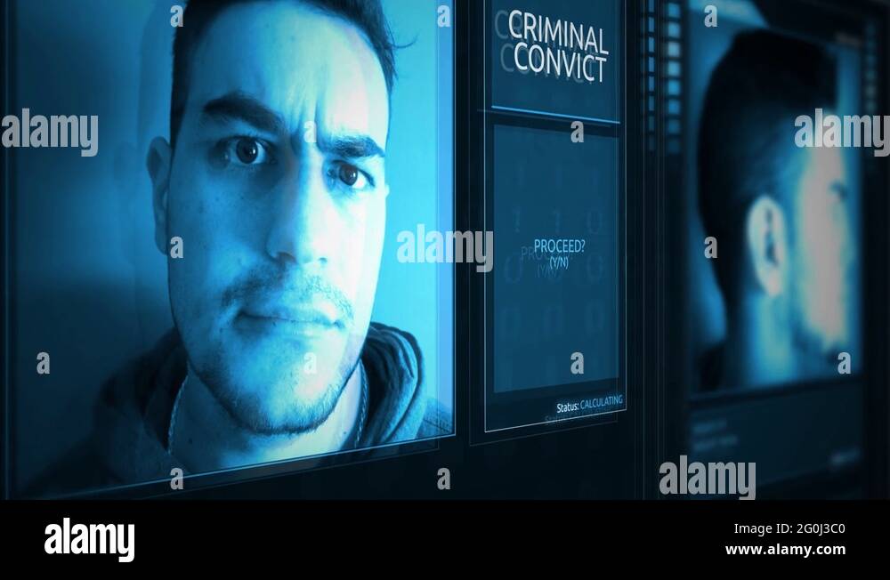 Futuristic Criminal Convict Profile Interface Slant Angle Stock Video ...