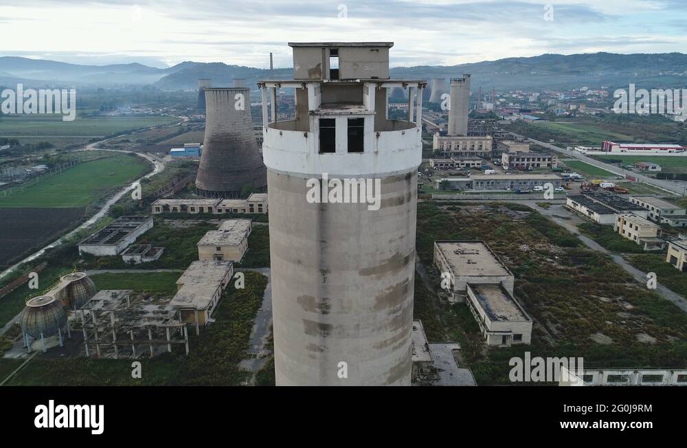Flying past crumbling tower reveals Soviet power plant and industrial ...