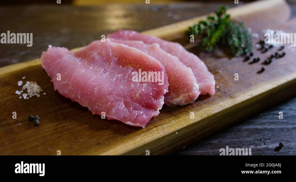 Chopping of raw meat 4k Stock Video Footage - Alamy