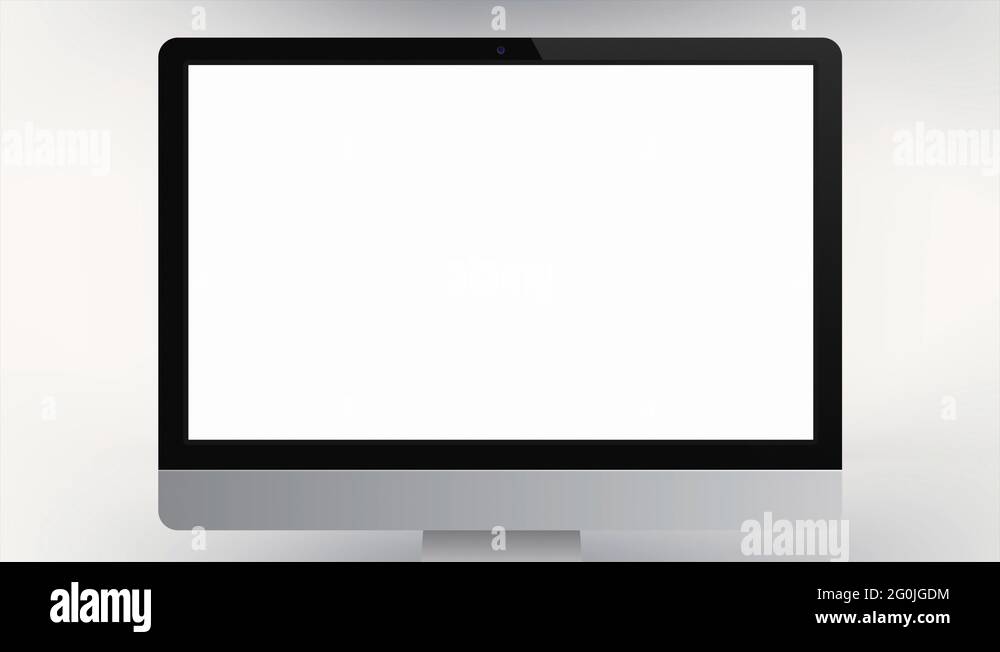 White Screen Desktop Computer Close Up, Flat Panel PC Computer Monitor ...