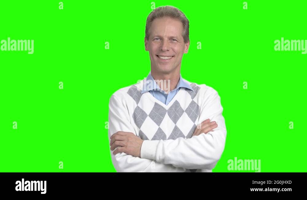 Man crossed arms, green screen Stock Video Footage - Alamy