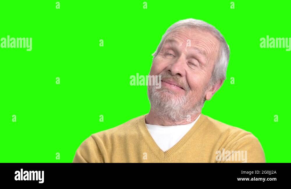 Elderly dreaming man, green screen Stock Video Footage - Alamy