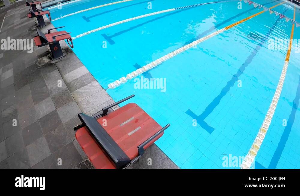 First Person View: Swimmer Jumping in Big Swimming Pool. HD Underwater ...