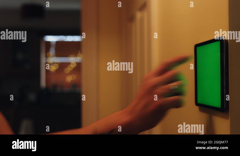 4K Green Screen Smart Home Device, Man Switching Off Lights Stock Video ...