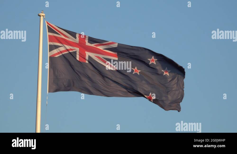 New Zealand flag flying in gentle breeze Stock Video Footage - Alamy
