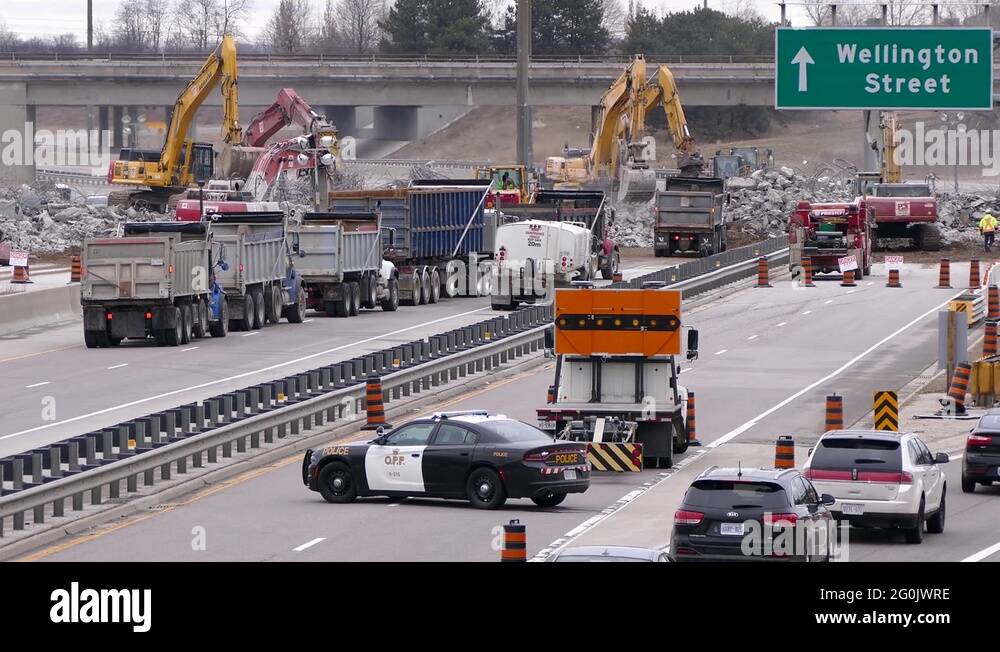 Road construction project on highway Stock Video Footage - Alamy