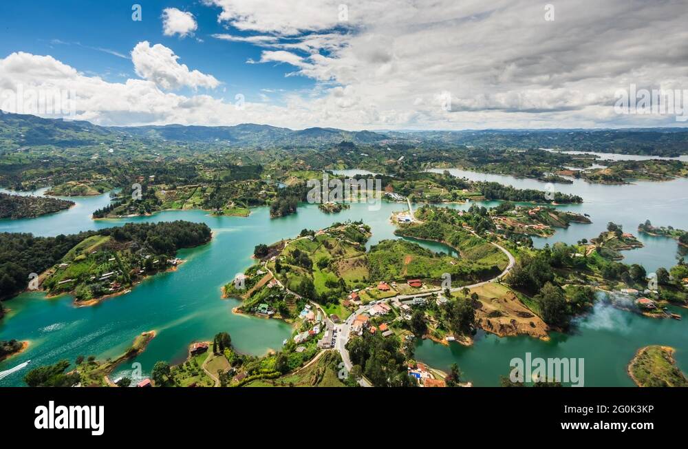 Medellin, Colombia, Time Lapse View of Guatape Seen from The Rock, Zoom ...