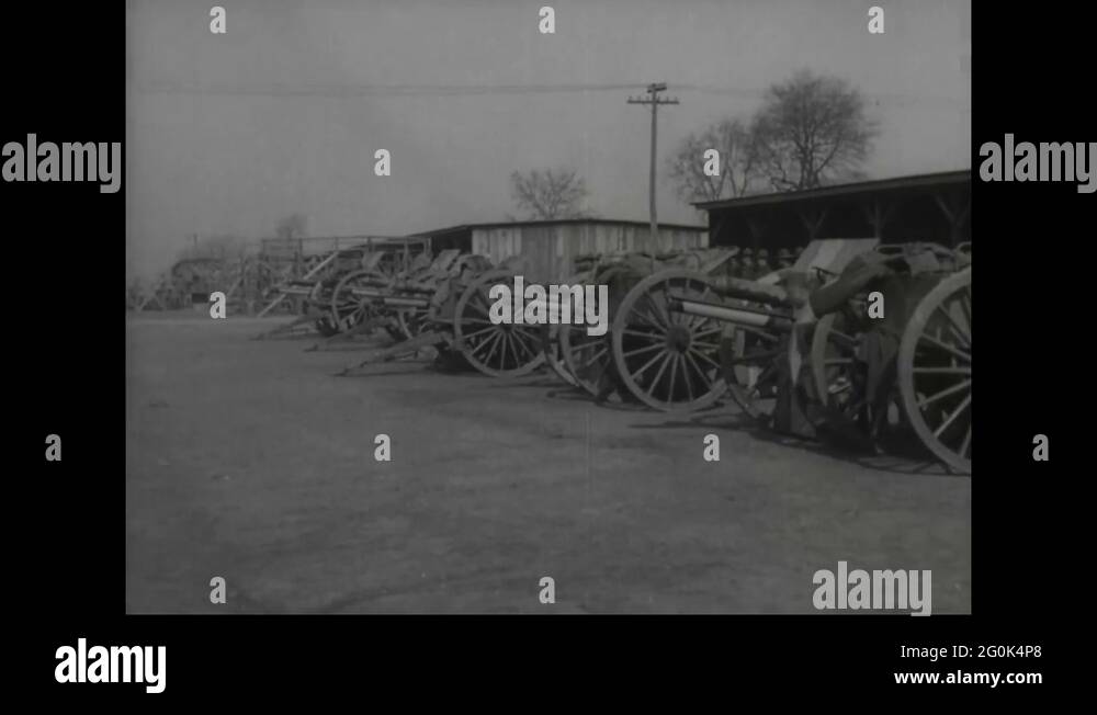 Scene shows men drill with caisson ammunition - 1936 Stock Video ...