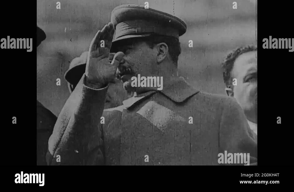 Joseph Stalin and Mikhail Kalinin review Moscow's May Day parade - 1934 ...