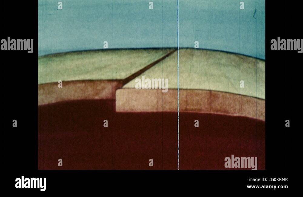 1970s: Cross-section of Earth shows tectonic plates. Arrows appear ...