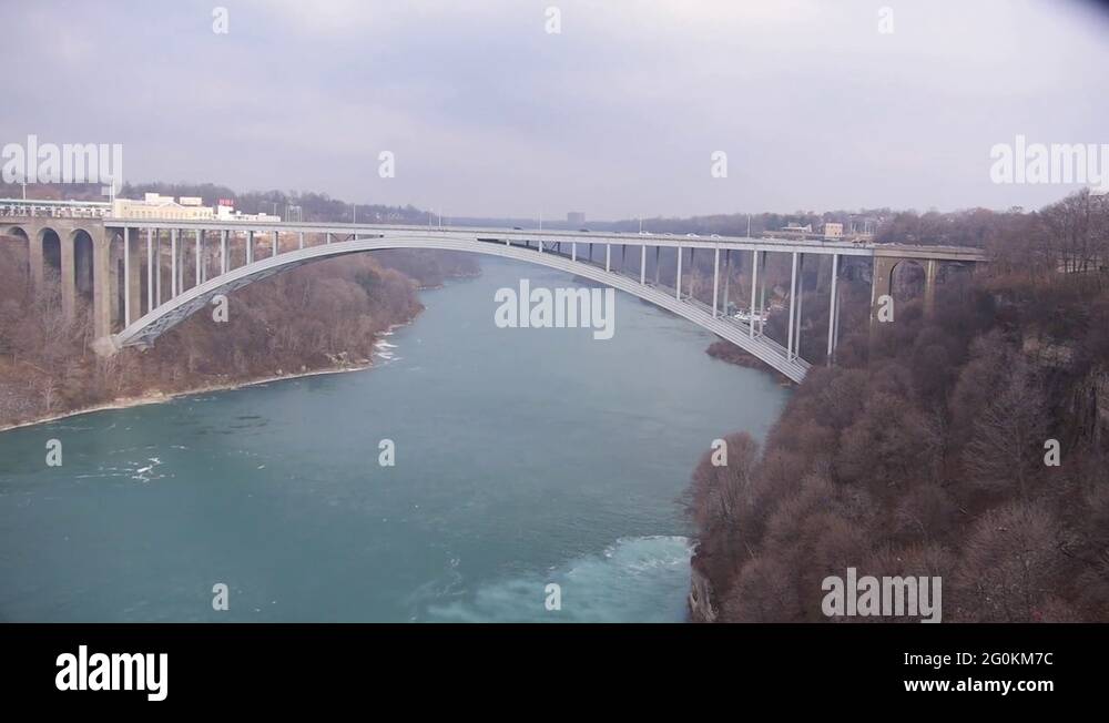 Tree In Front Of Bridge Over Niagara River - Static Stock Video Footage ...