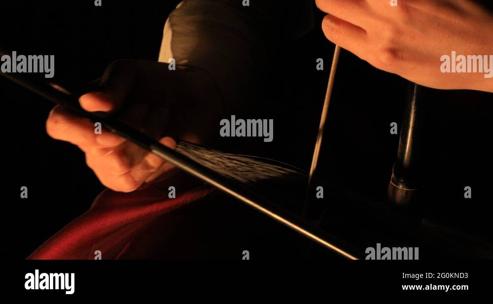 Korean female musician playing the Haegeum, Korean traditional string ...