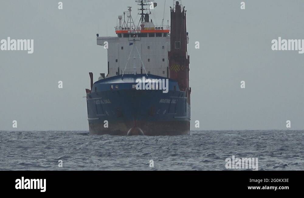 Caribbean coastal cargo ship "Industrial Eagle" head on Stock Video ...